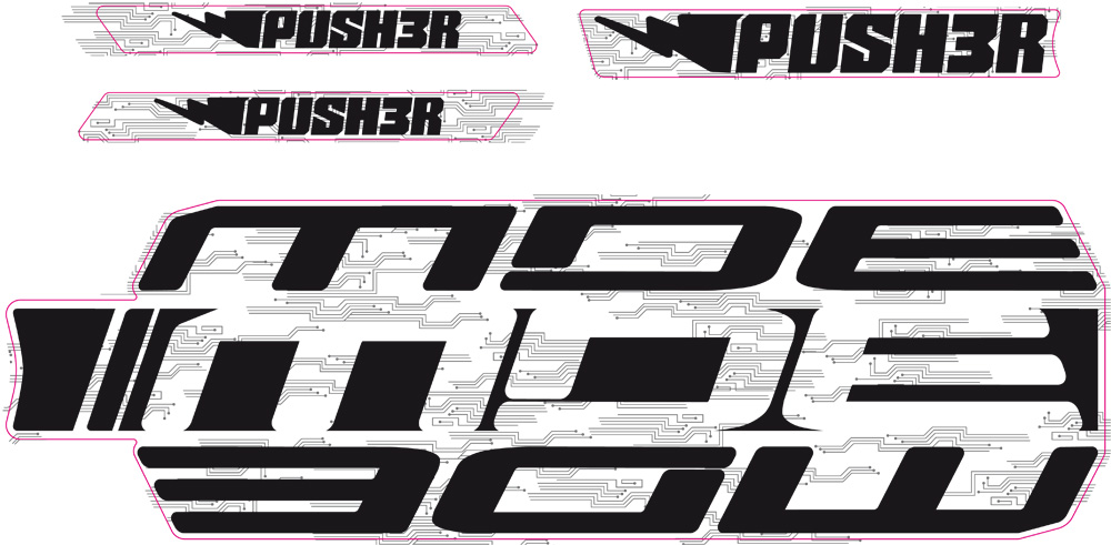 PUSH3R 500Wh decals Kit - MDE Bicycles - Handcrafted since 2001